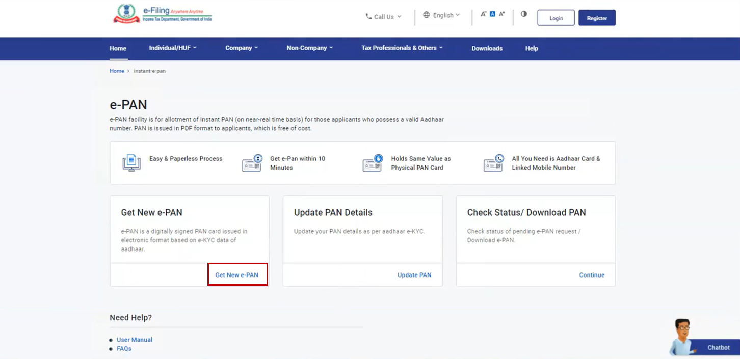 Instant e-PAN User Manual | Income Tax Department